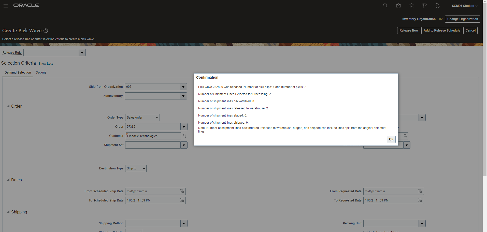 Oracle Fusion : Pick Confirm in Order Management – My Cloud Journey