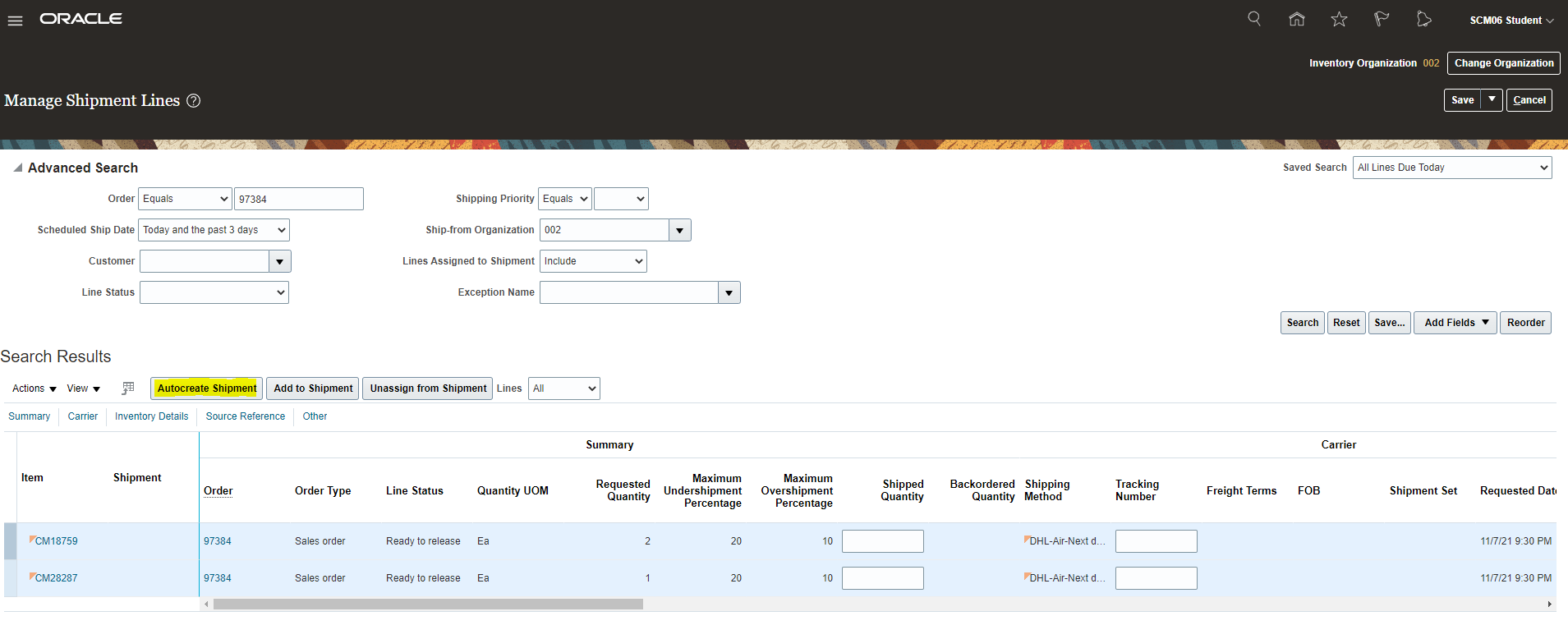 Oracle Fusion: Quick Shipment in Order Management – My Cloud Journey